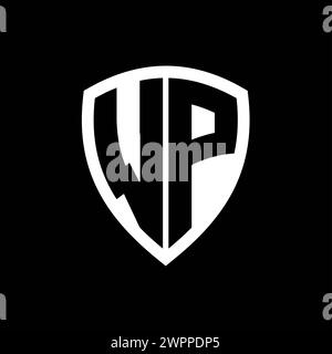 WP monogram logo with bold letters shield shape with black and white ...
