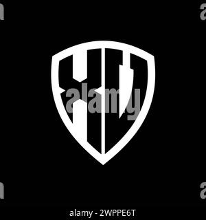 XV monogram logo with bold letters shield shape with black and white ...
