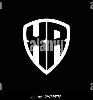 XR monogram logo with bold letters shield shape with black and white ...