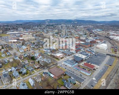 Sayre, PA, USA - 03-03-2024 - Cloudy winter aerial image of the ...