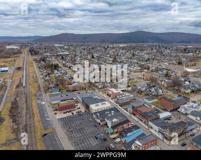 Sayre, PA, USA - 03-03-2024 - Cloudy winter aerial image of the ...
