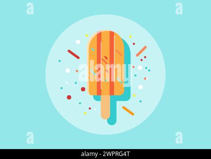 Illustration of a vibrant array of Popsicle sticks, each adorned with ...