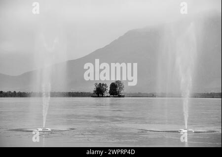 India, Kashmir, Srinagar, Char Chinar Island on Dal Lake Stock Photo ...