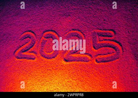 Handwritten New Year 20205 in the sand Stock Photo - Alamy