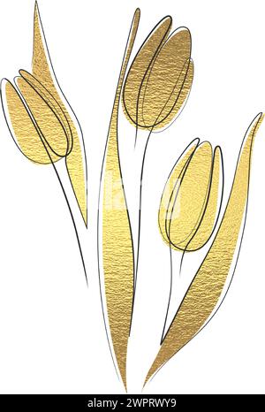 Gold foil tulip flower vector seamless pattern Stock Vector Image & Art ...