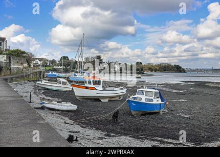 Berthed yachts in the River Tamar near the Waterside in Saltash ...