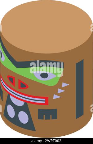 Island altar icon isometric vector. Totem stone altar. Statue tropical ...