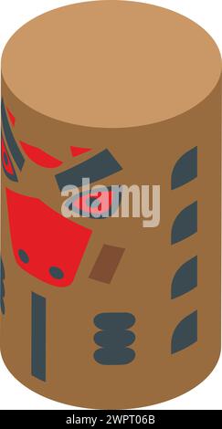 Island altar icon isometric vector. Totem stone altar. Statue tropical ...
