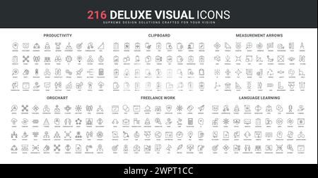 Foreign language learning, org chart line icons set. Online education ...