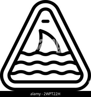 Sharks hazard icon outline vector. Beach warning. Angry swimming shark ...