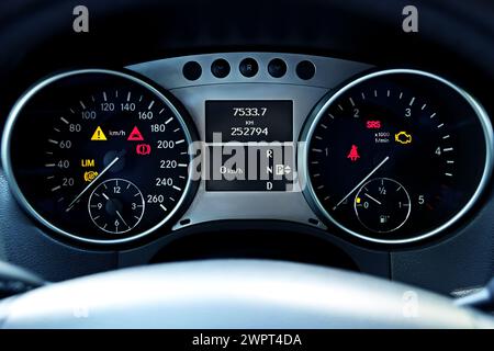 Screen display of car status warning light on dashboard panel symbols ...