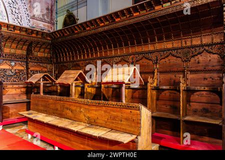 Wooden choir of the Tempietto Lombardo with medieval, Byzantine ...