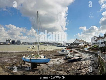 Berthed yachts in the River Tamar near the Waterside in Saltash ...