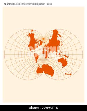 World Map. Eisenlohr conformal projection. Outline style. High Detail ...