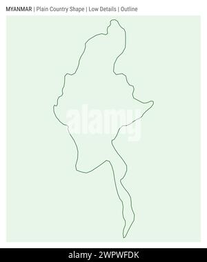 Myanmar - plain country shape. Low, medium and high detailed maps of ...