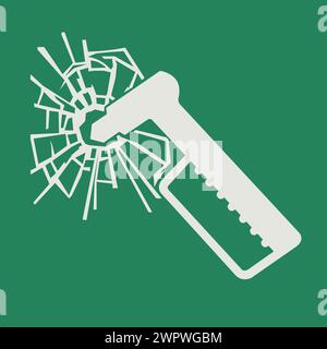 Emergency Hammer Break Glass Window Shatter Escape Exit Black White ...