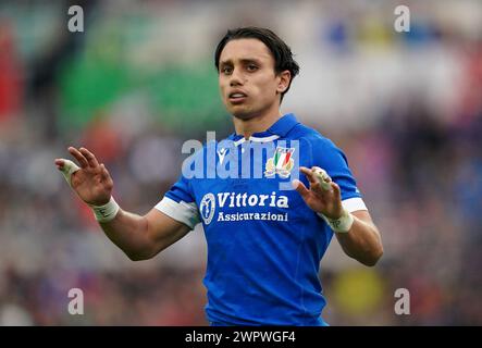 Ange Capuozzo of Italy during the Guinness Men's Six Nations 2025 ...