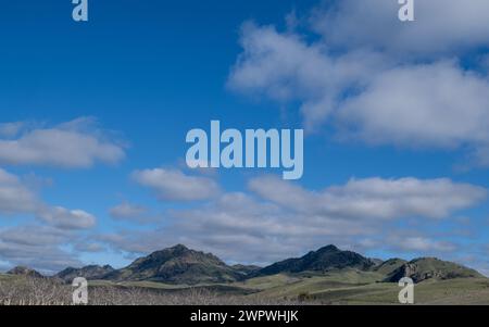 The Sutter Buttes, known as the Smallest Mountain Range, on a partly ...