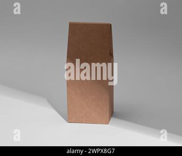 Blank kraft upright product package, vertical box mockup. Brown carton ...