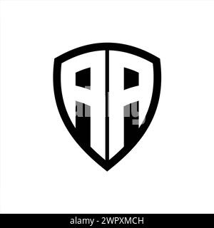 AA monogram logo with bold letters shield shape with black and white ...
