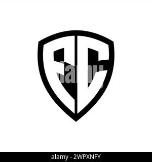 FC monogram logo with bold letters shield shape with black and white ...