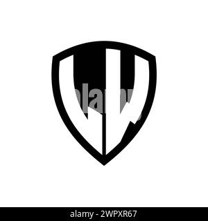 LW monogram logo with bold letters shield shape with black and white ...