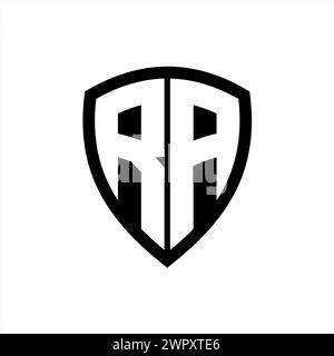 RA monogram logo with bold letters shield shape with black and white ...