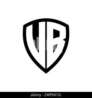 UB monogram logo with bold letters shield shape with black and white ...