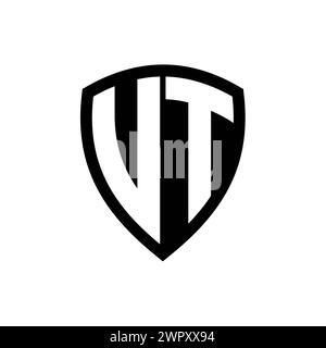 UT monogram logo with bold letters shield shape with black and white ...