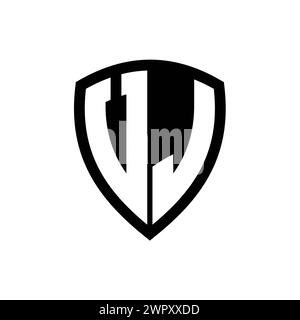 VJ monogram logo with bold letters shield shape with black and white ...