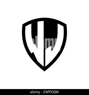 WJ monogram logo with bold letters shield shape with black and white color design template Stock ...