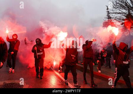 Canada soccer fans march prior to a World Cup Group B soccer match ...