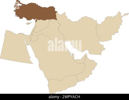Dark brown map of SYRIA inside light brown map of the Middle East Stock ...
