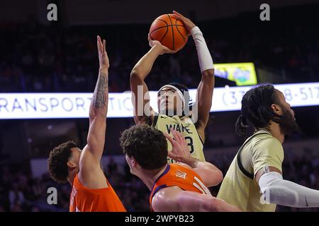 March 9, 2024: Wake Forest junior Cameron Hildreth (2) celebrates ...