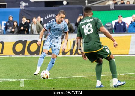 Hannes Wolf (17) of NYCFC controls ball during MLS regular season match ...