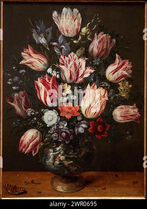 The painting 'Vase with Tulips' by Andries Daniels and Frans Francken ...