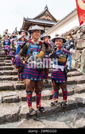 Japanese children dressed as Teppou ashigaru soldiers with matchlock ...