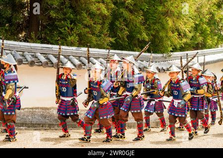 Japanese children dressed as Teppou ashigaru soldiers with matchlock ...