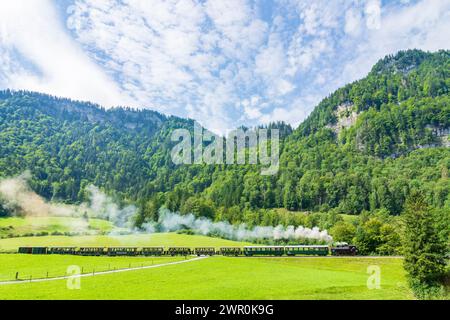 Schwarzenberg: steam train on the Sporenegg Bridge of Bregenz Forest ...