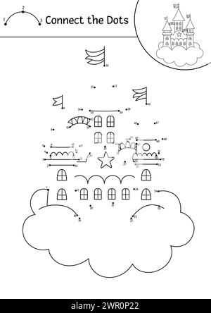 Vector dot-to-dot and color activity with unicorn cat. Fairytale ...