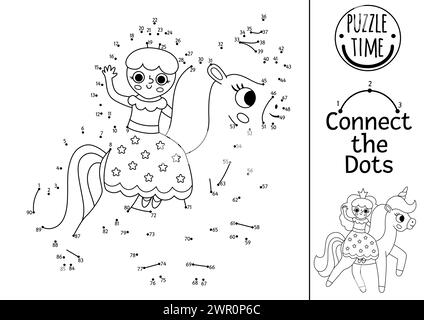 Vector dot-to-dot and color activity with unicorn cat. Fairytale ...