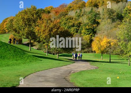 A public footpath across Castle Combe golf course, Wiltshire Stock ...
