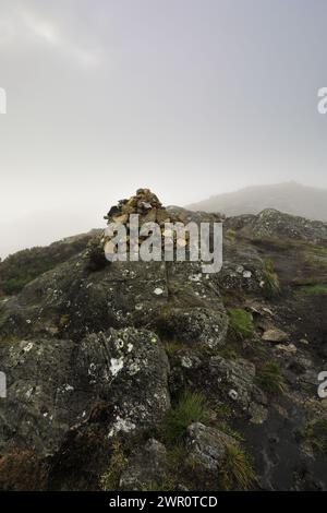 Summit Cairn of Great Crag Fell above Watendlath Tarn, Lake District ...