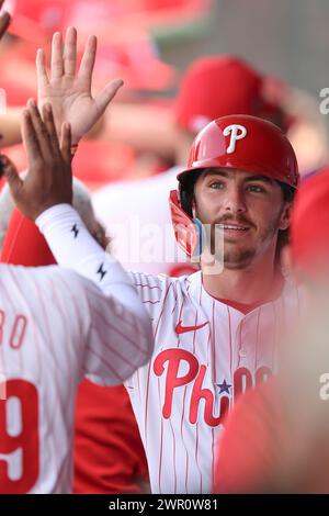 Philadelphia Phillies' Bryson Stott celebrates his home run with ...