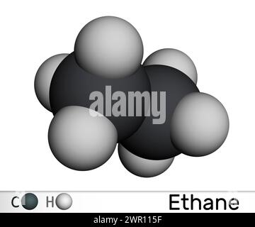 Ethane C2H6 molecule. Molecular model. 3D rendering. Illustration Stock ...