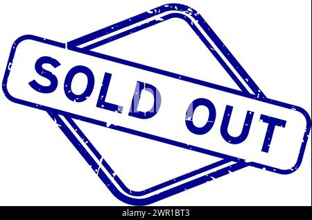 Grunge blue sold out word hexagon rubber seal stamp on white background ...
