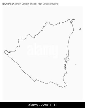 Nicaragua plain country map with high detail in an outline regions ...