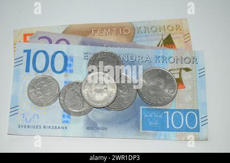 Copenhagen, Denmark /10 March 2024/.Swedish kronors in notes or bill ...
