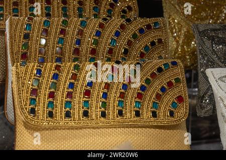 Handmade ladies hand bags in local market Stock Photo - Alamy