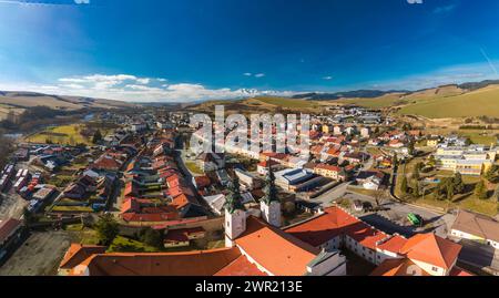 Aerial panoramic view of the of Podolinec in Slovakia, Europe Stock ...